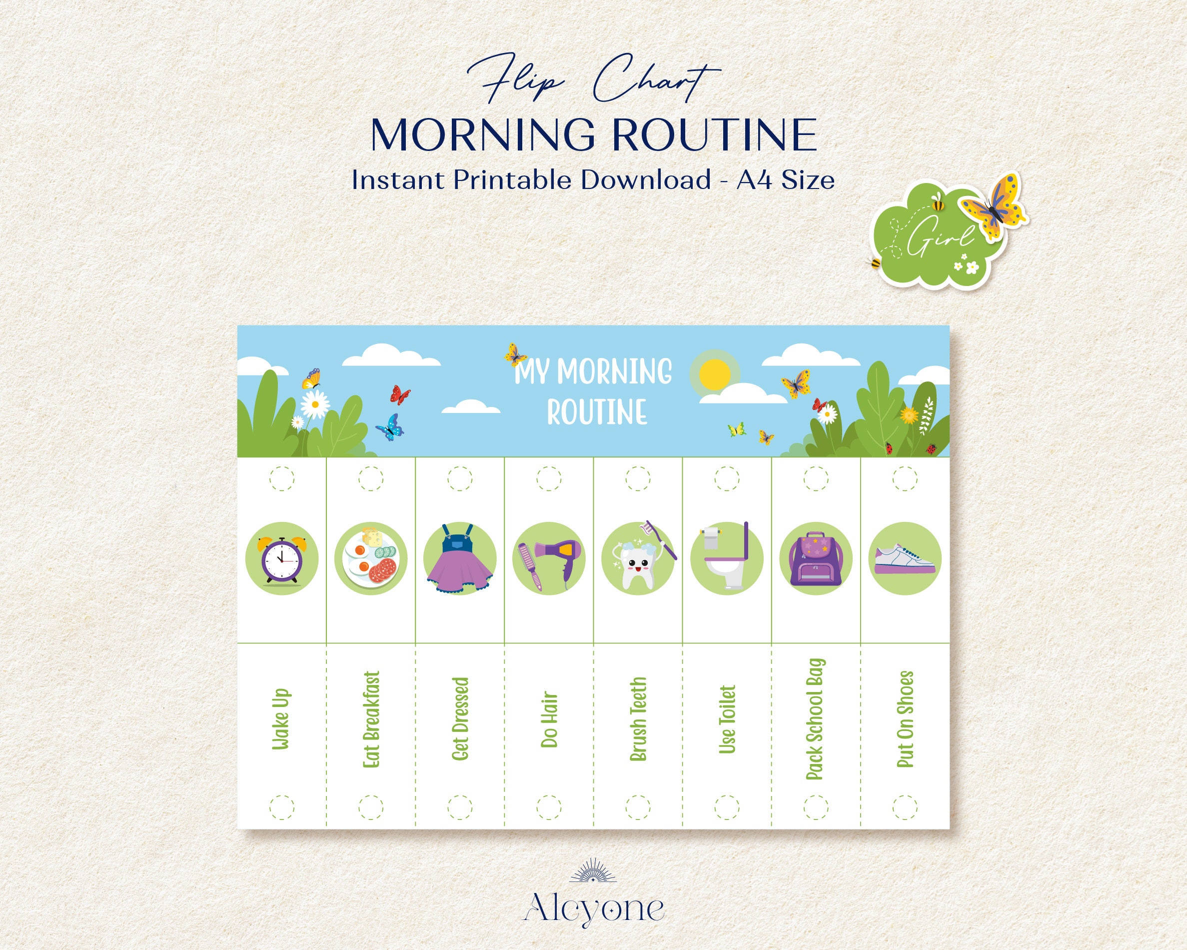 Kids Morning Routine Chart, Printable Folding Flip Chart for Morning ...