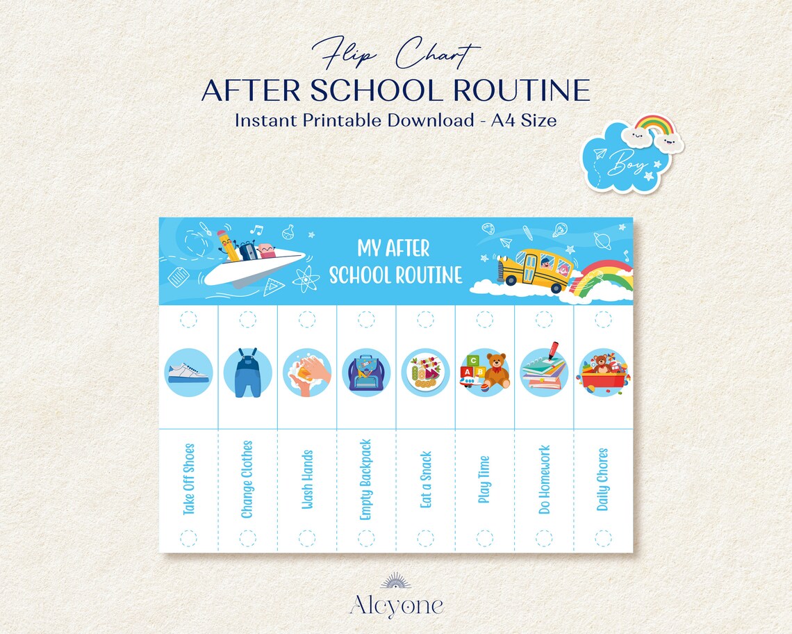 Kids After School Routine Chart, Printable Folding Flip Chart for ...