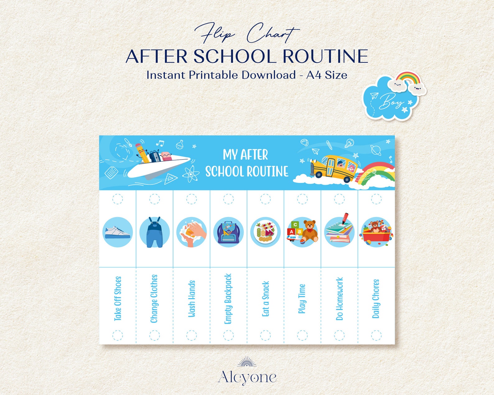 Kids After School Routine Chart, Printable Folding Flip Chart for ...