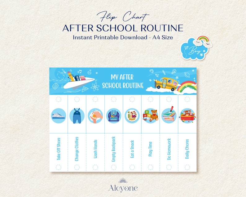Kids After School Routine Chart, Printable Folding Flip Chart for ...