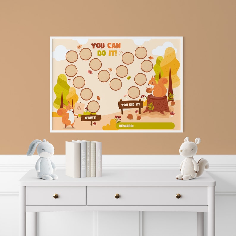 Squirrel Reward Chart for Kids, Toddler Sticker Chart, Kids Printable ...
