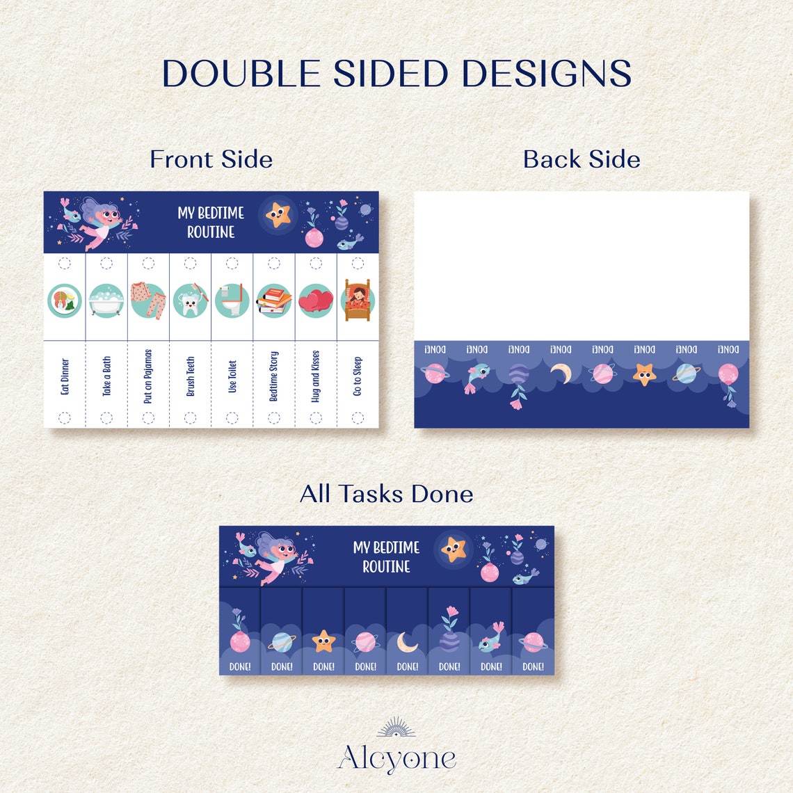 Kids Bedtime Routine Chart, Printable Folding Flip Chart for Evening ...