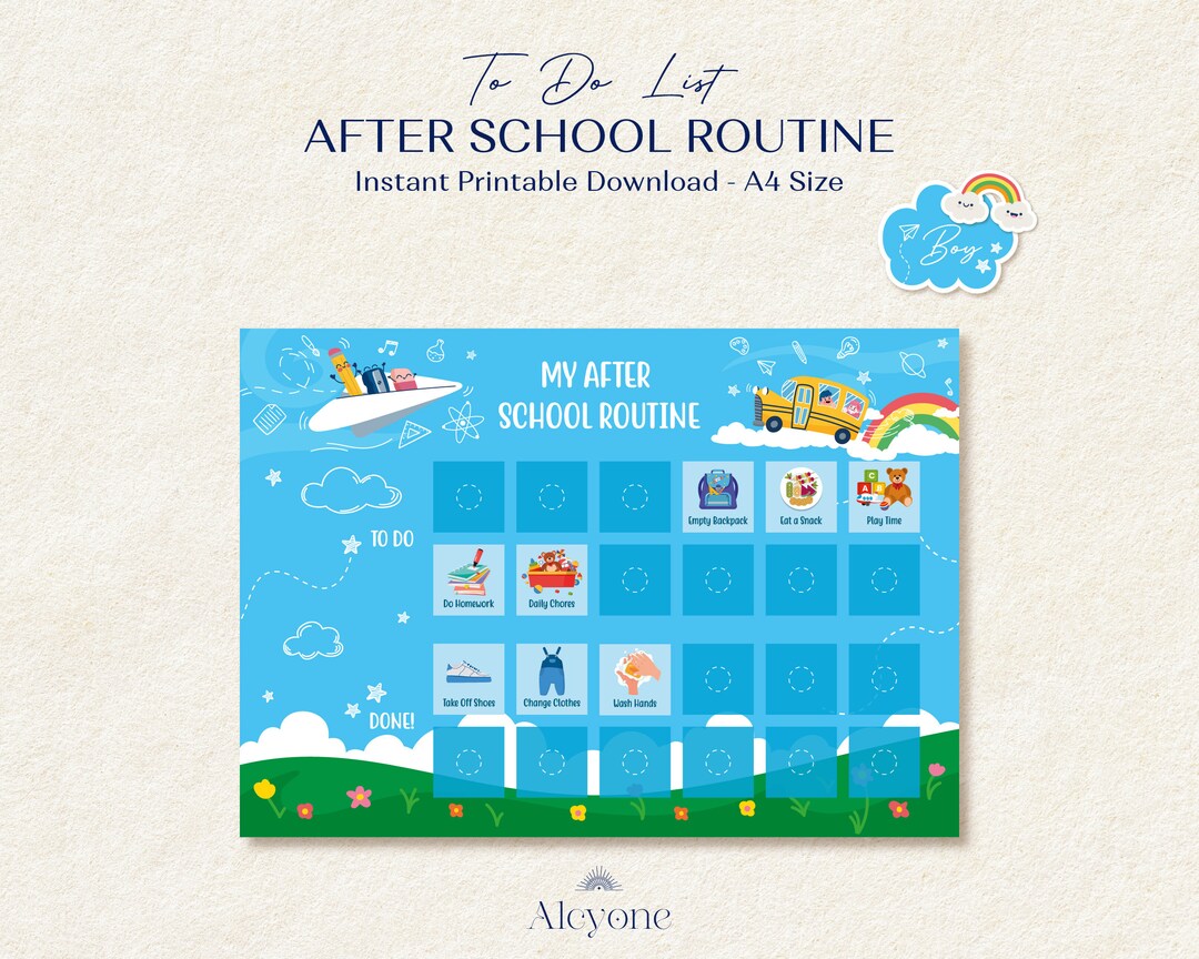 Kids After School Routine Chart, Printable Afternoon Checklist, After ...