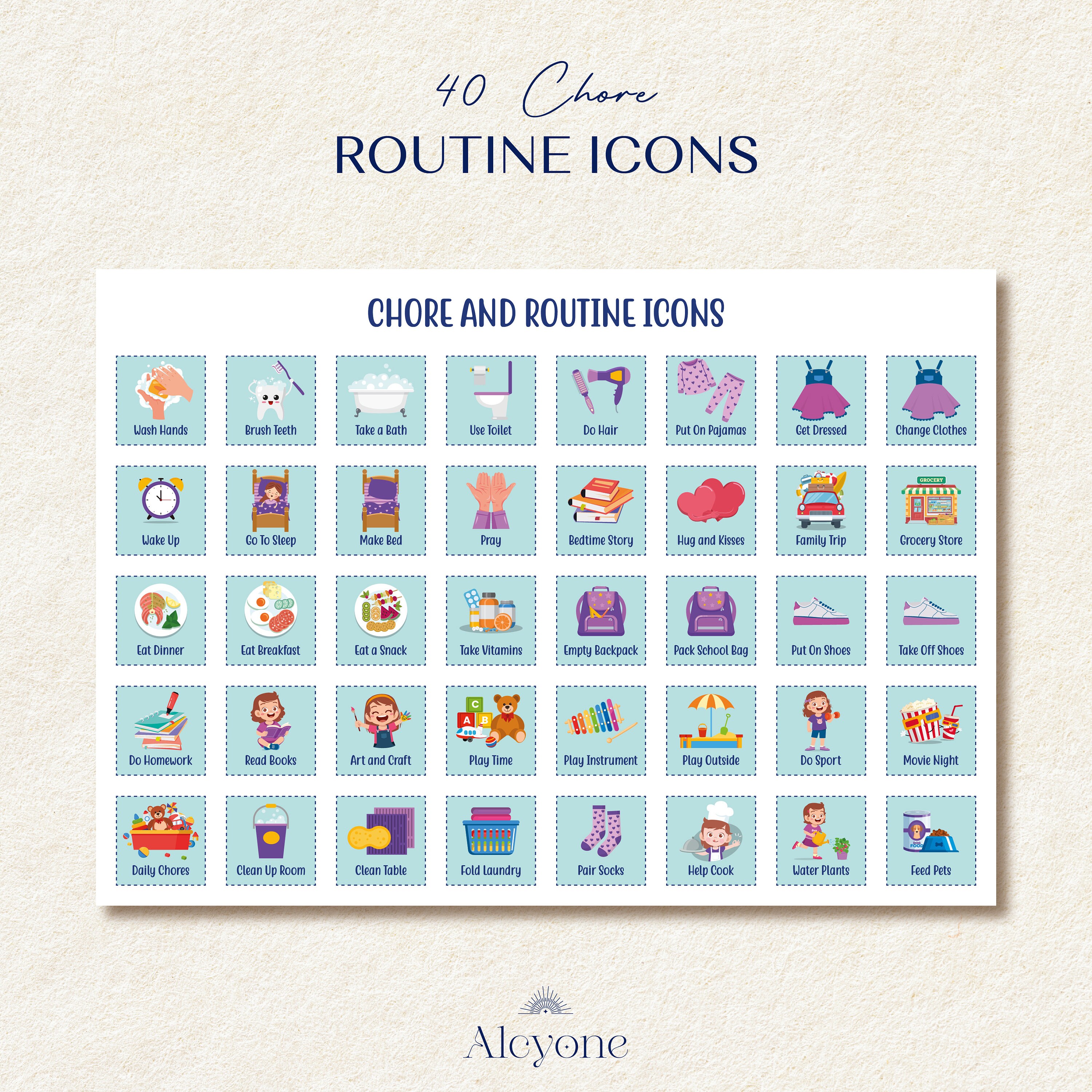 Kids Evening Routine Chart, Printable Bedtime Checklist, Night Visual ...