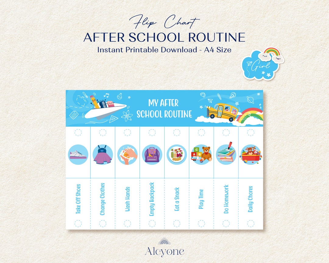 Kids After School Routine Chart, Printable Folding Flip Chart for ...