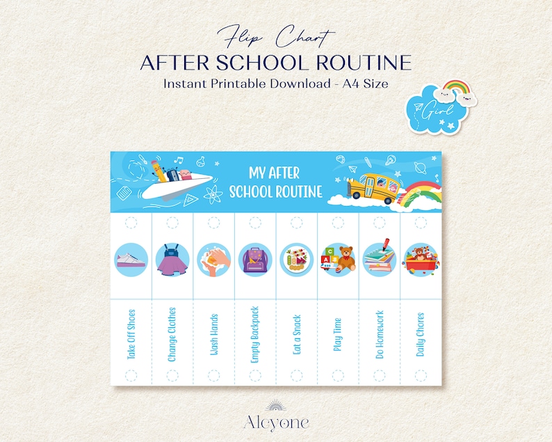 Kids After School Routine Chart, Printable Folding Flip Chart for ...