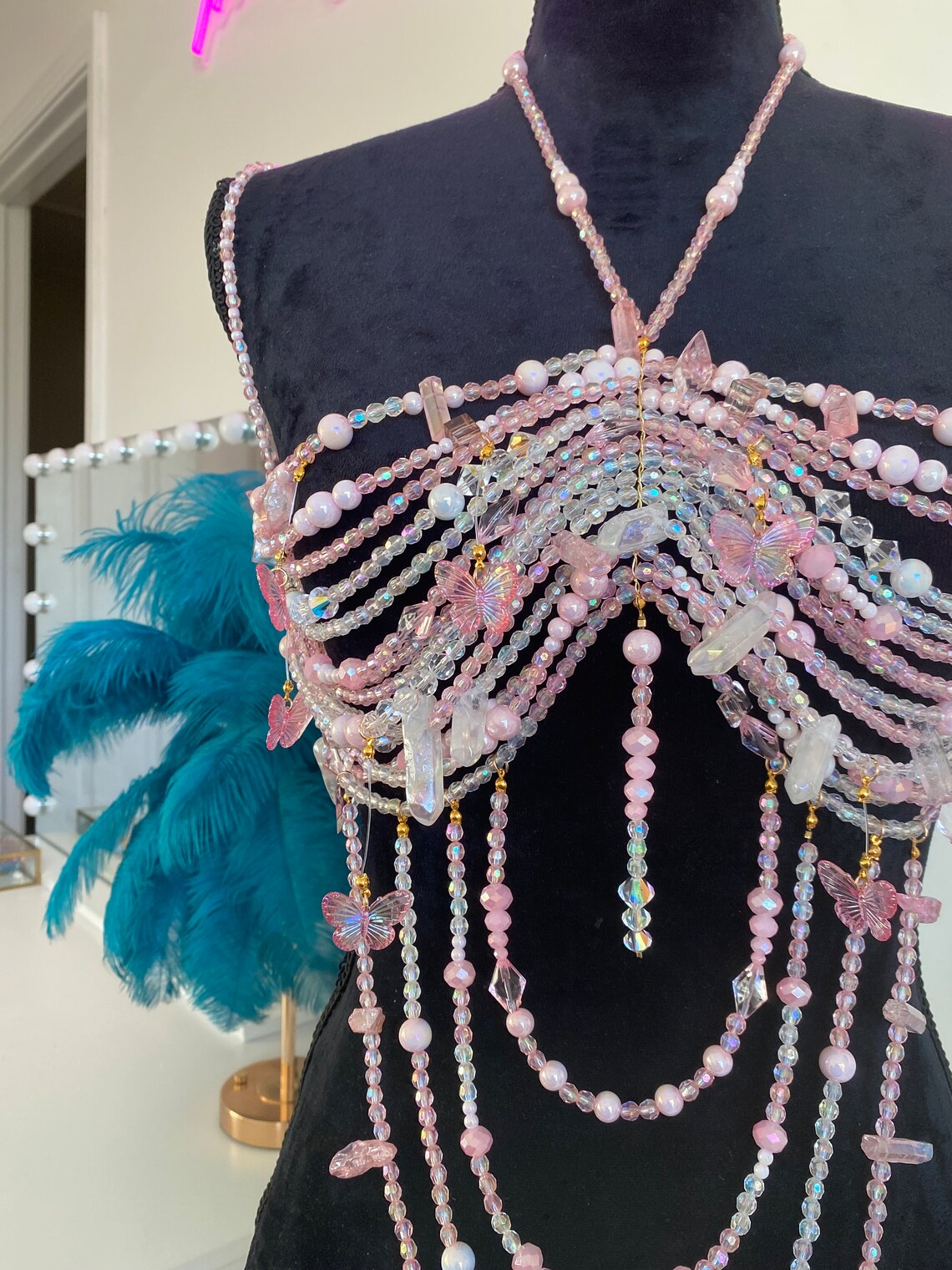 Custom Beaded Top, Beaded Bralette, Beaded Top, Body Jewelry - Etsy