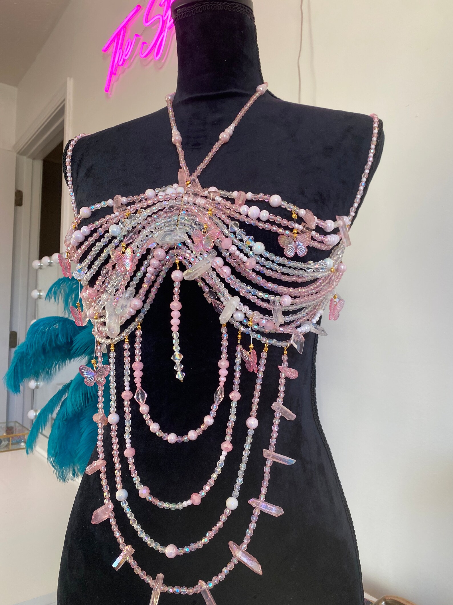 Custom Beaded Top, Beaded Bralette, Beaded Top, Body Jewelry - Etsy