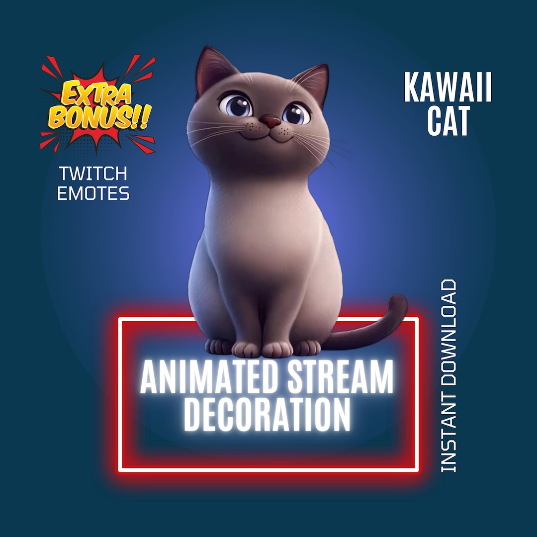 Kawaii Cat Stream Decoration, Cat Twitch Animated Overlay, Cute Twitch ...