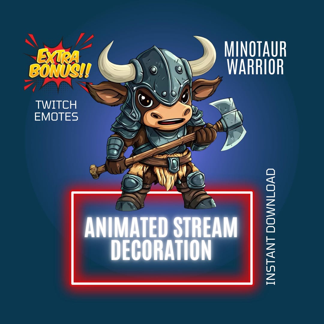 Minotaur Warrior Gaming Stream Decoration, Twitch Animated Overlay ...