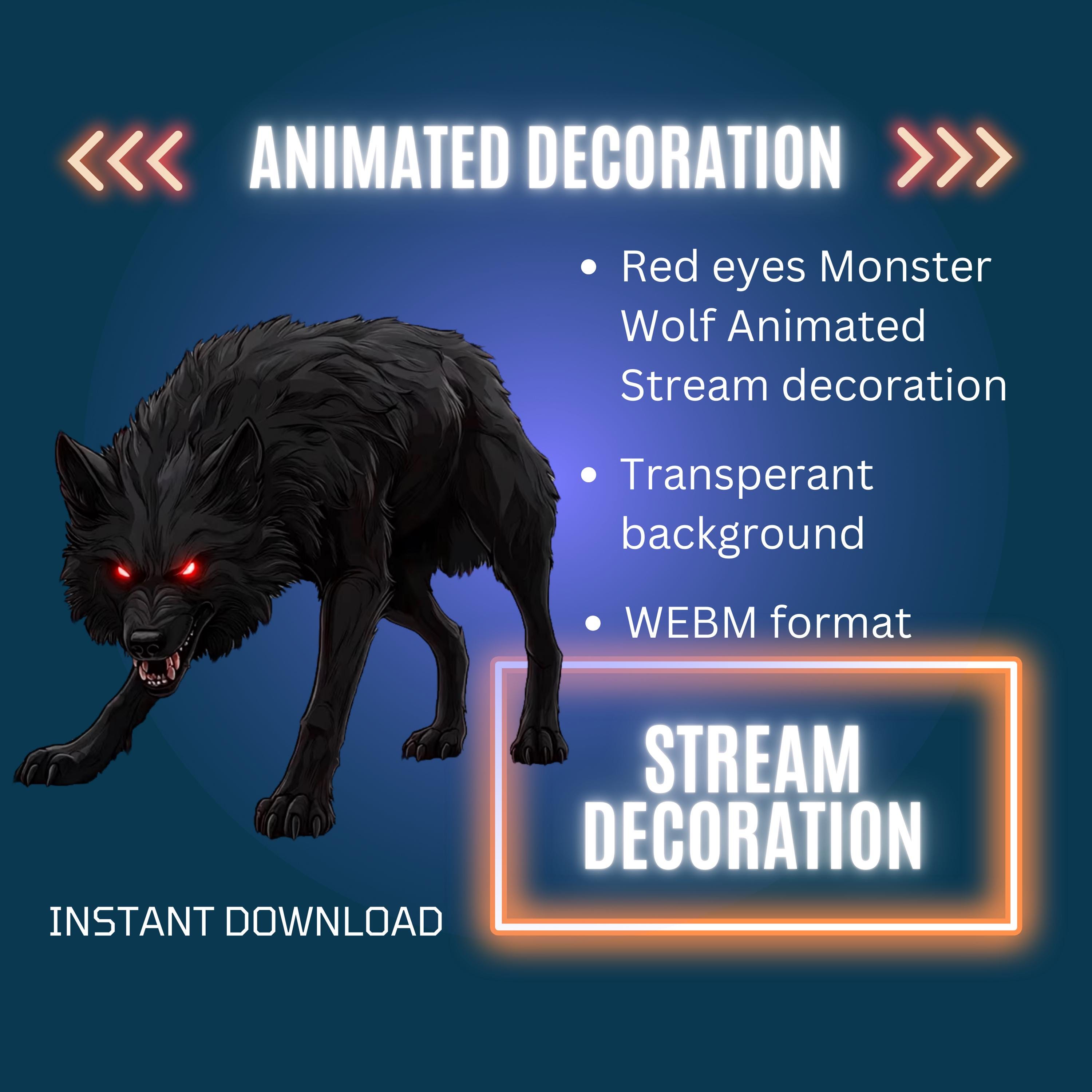 Red Eyes Wolf Fenrir Twitch Stream Animated Overlay, Mythological Monster Wolf Animated Stream ...