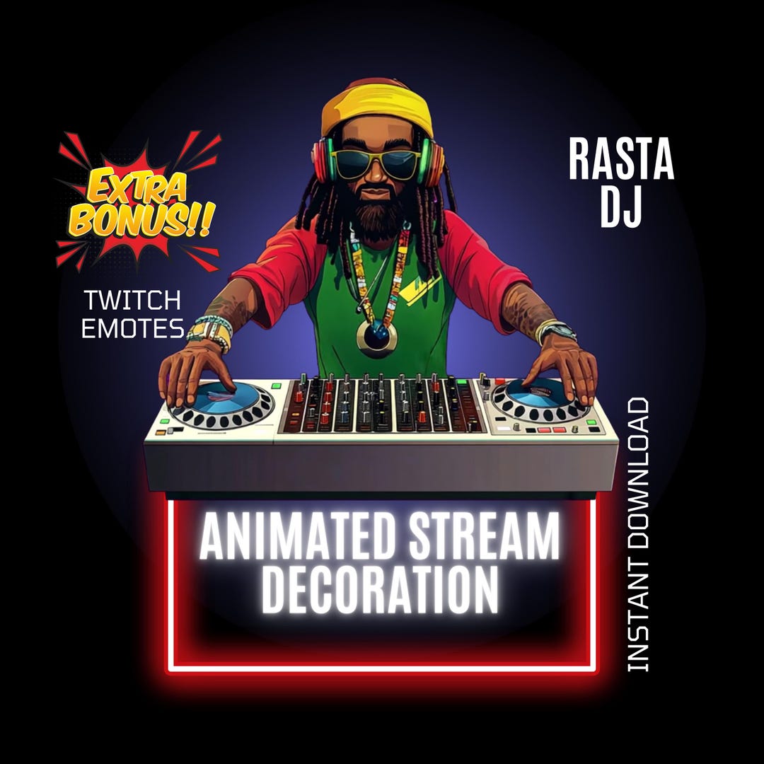 Animated Rasta Man DJ Twitch Reggae Music Stream Decor, 420 Overlay ...