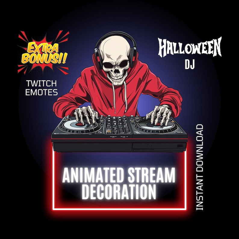 Animated Halloween Skeleton DJ, Twitch Music Stream Decor, Overlay ...