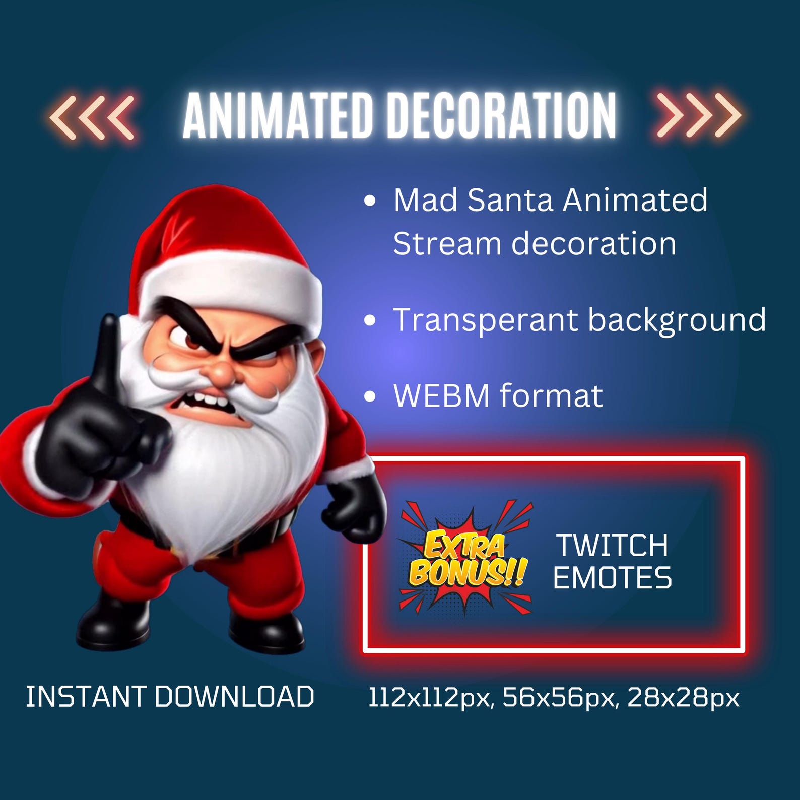 Animated Mad Santa Twitch Christmas Stream Decor, Xmas Funny Overlay ...