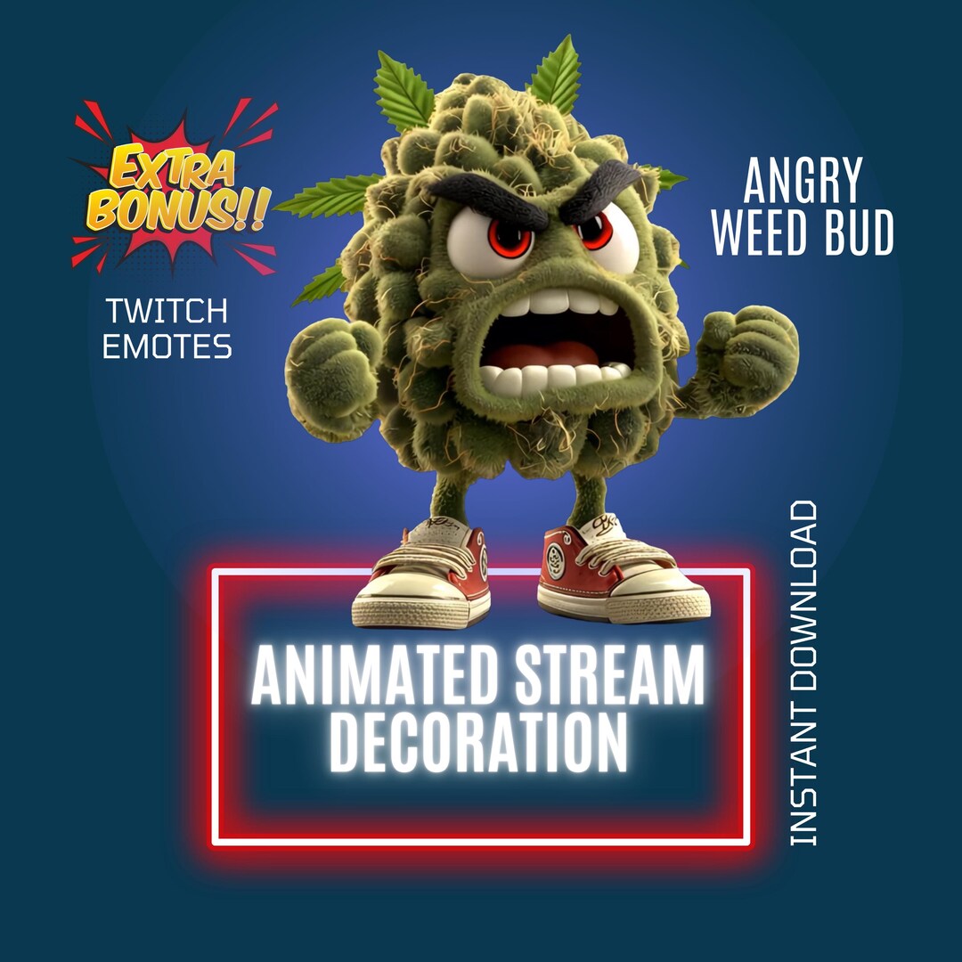 Twitch Stream Animated Decor Angry Weed Bud, 420 Twitch Animated ...