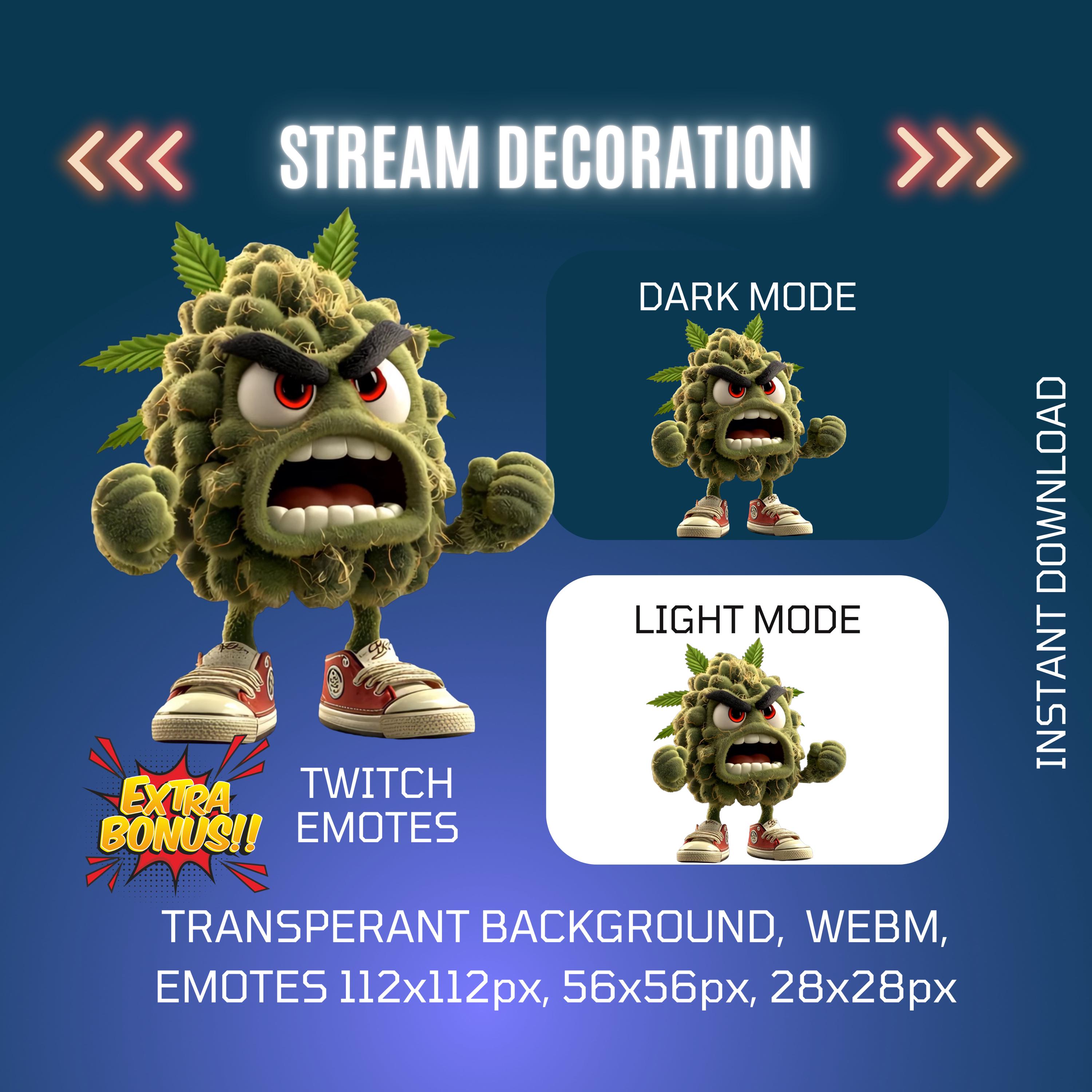 Twitch Stream Animated Decor Angry Weed Bud, 420 Twitch Animated ...