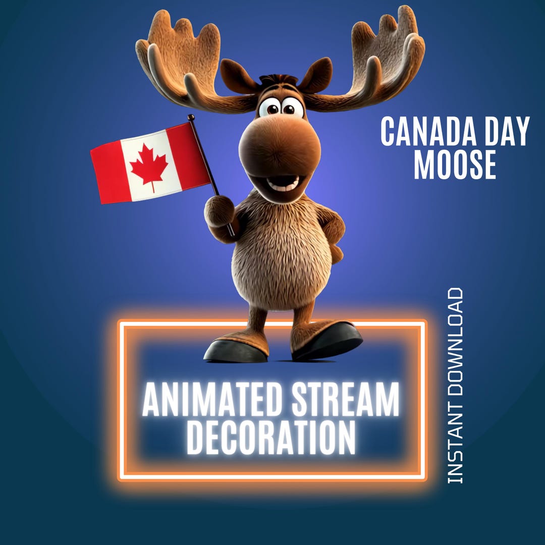 Canada Day Moose Twitch Stream Animated Decor, Canada National Day ...