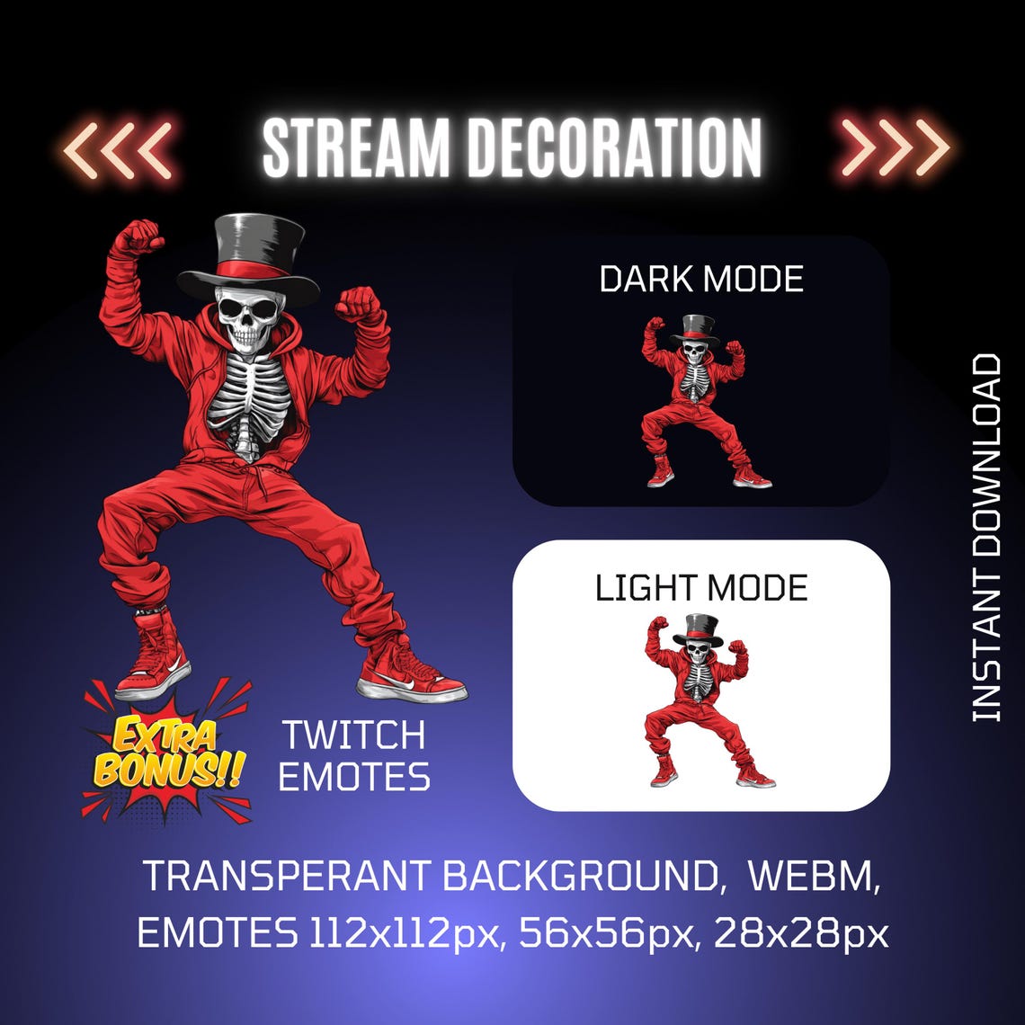 Animated Halloween Dancing Skeleton, Twitch Music Stream Decor, Spooky ...