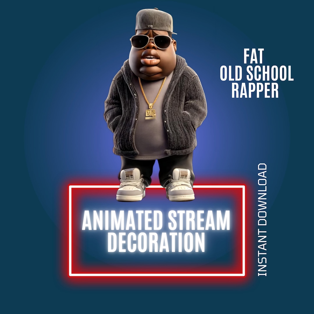 Twitch Music Stream Animated Decor Old School Rapper, Hip Hop Overlay ...