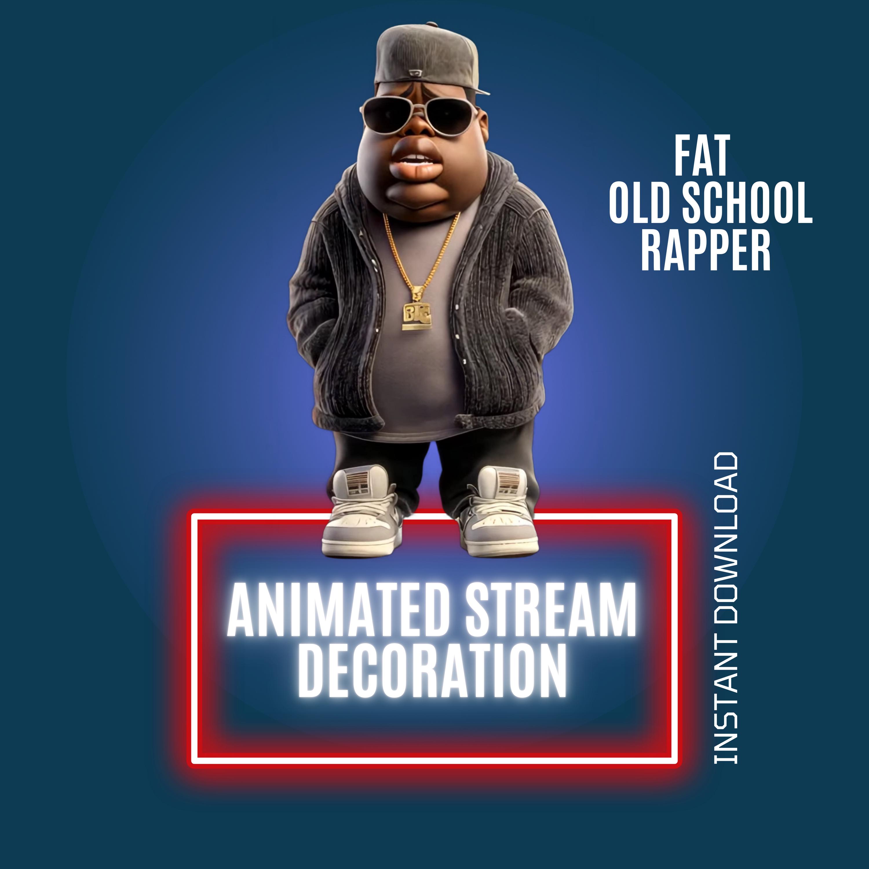 Twitch Music Stream Animated Decor Fat Old School Rapper, Hip Hop ...