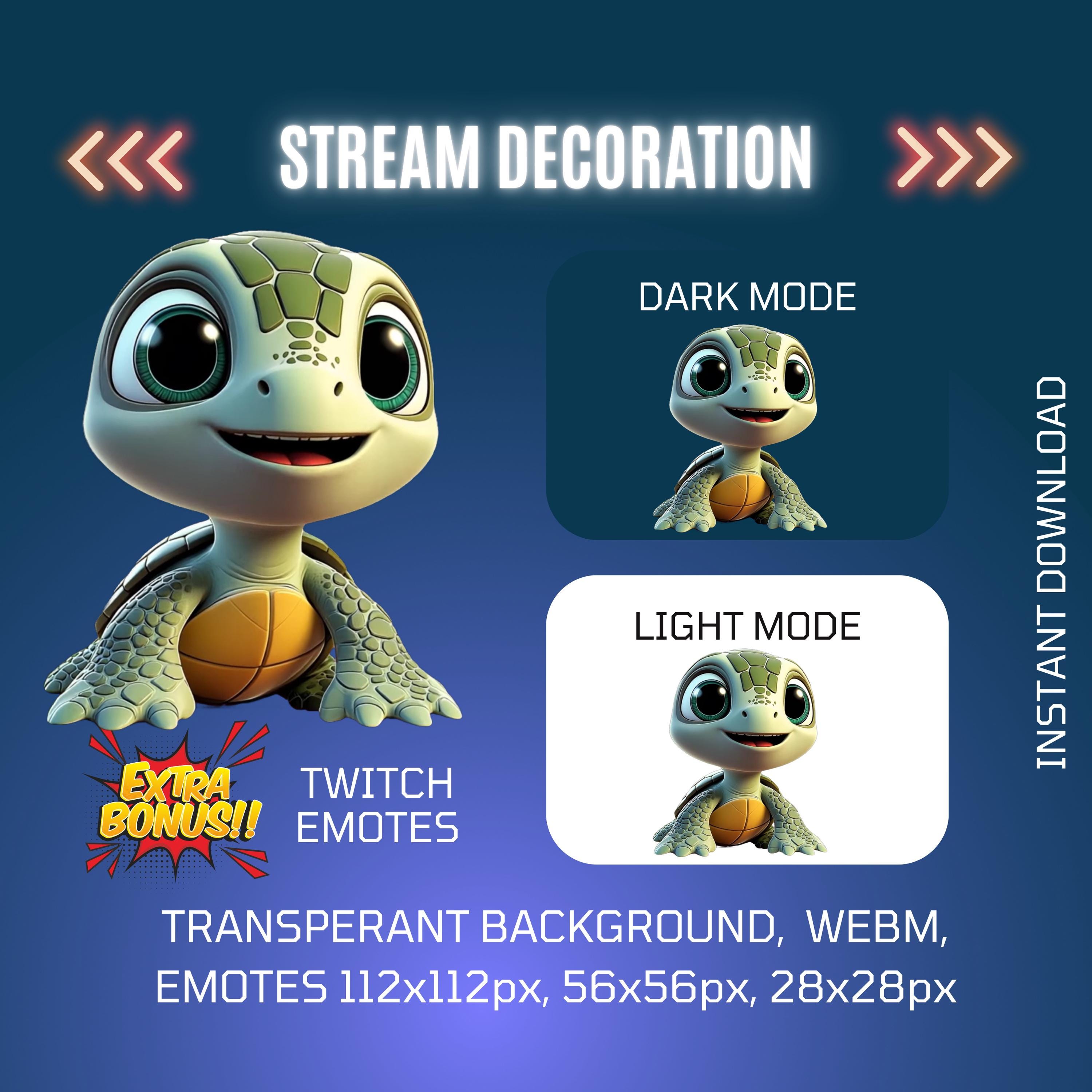 Animated Baby Turtle Twitch Adventure Stream Decor, Kawaii Overlay ...