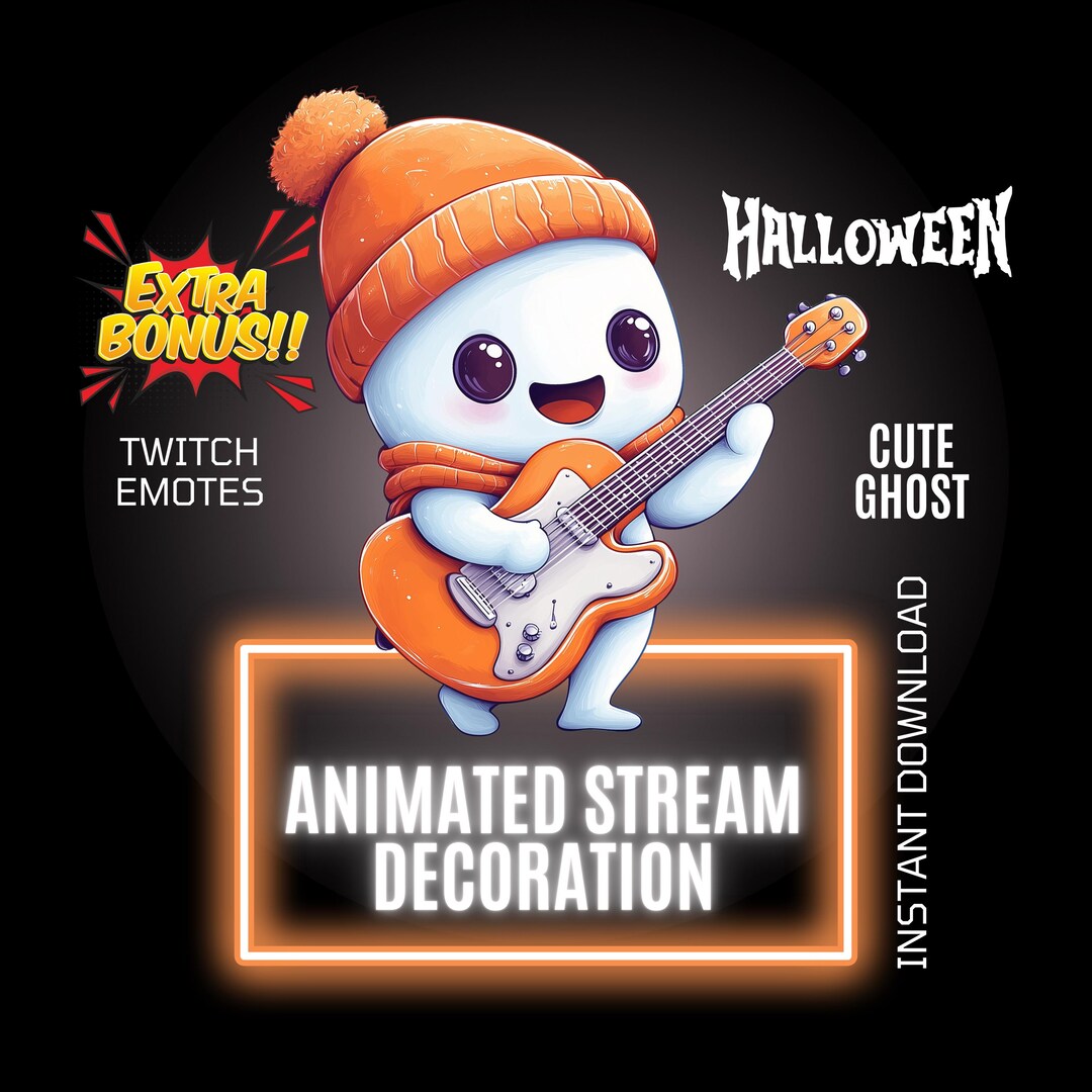 Animated Halloween Ghost Guitar Player, Twitch Music Stream Decor ...