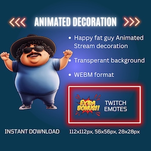 Happy Dancing Fat Guy Stream Decoration, Twitch Animated Overlay, Funny ...