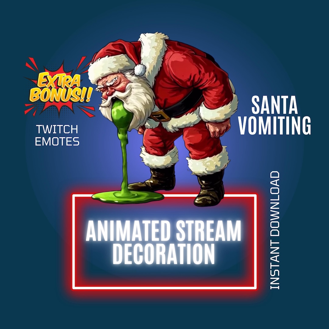 Animated Vomiting Santa, Twitch Christmas Stream Decor, Funny Xmas ...