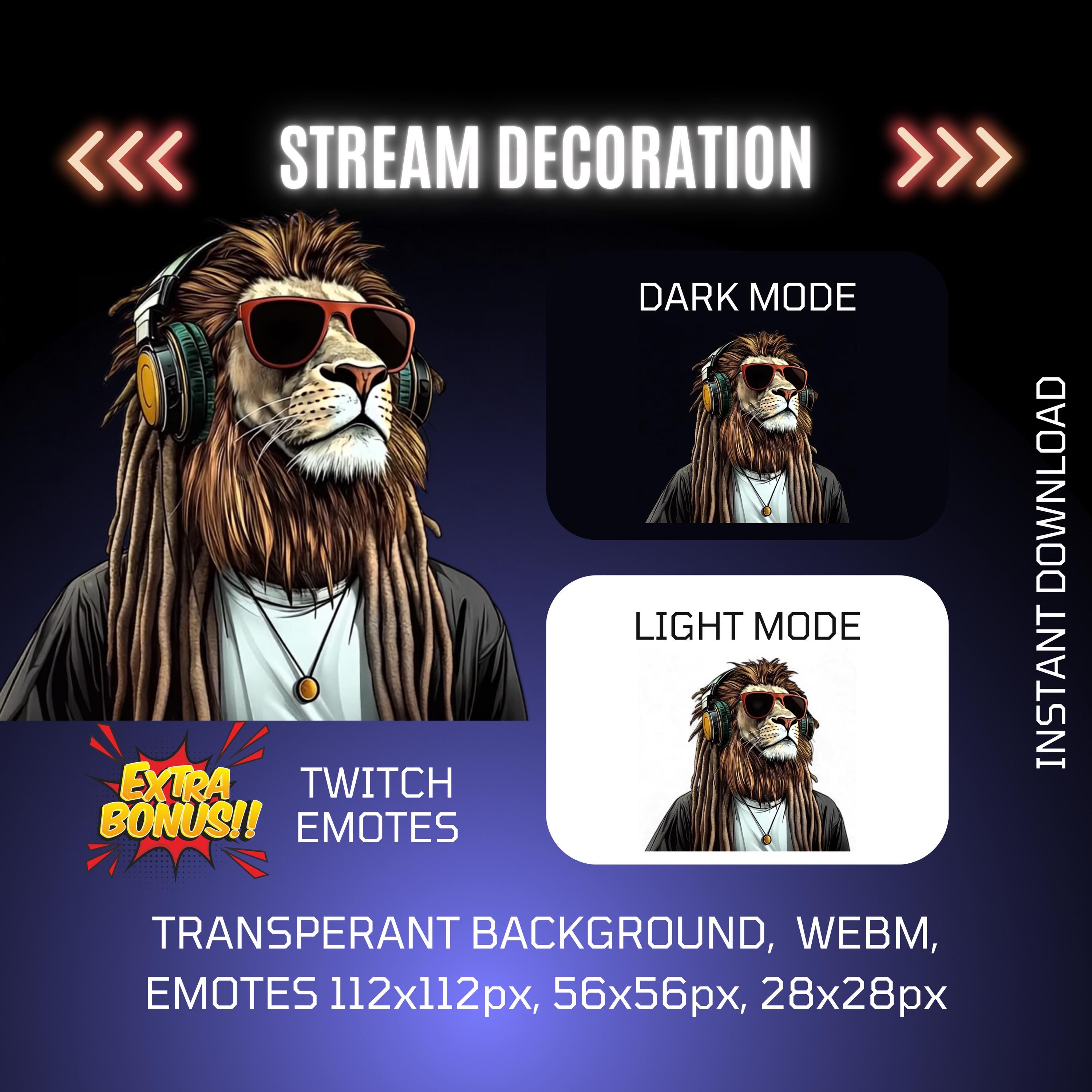 Animated Rasta Lion Twitch Reggae Music Stream Decor, Overlay & Emote ...