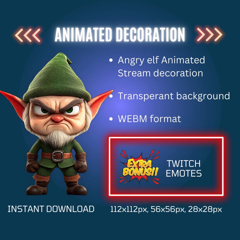 Angry Elf Animated Twitch Stream Overlay & Emotes (digital Download) - Etsy