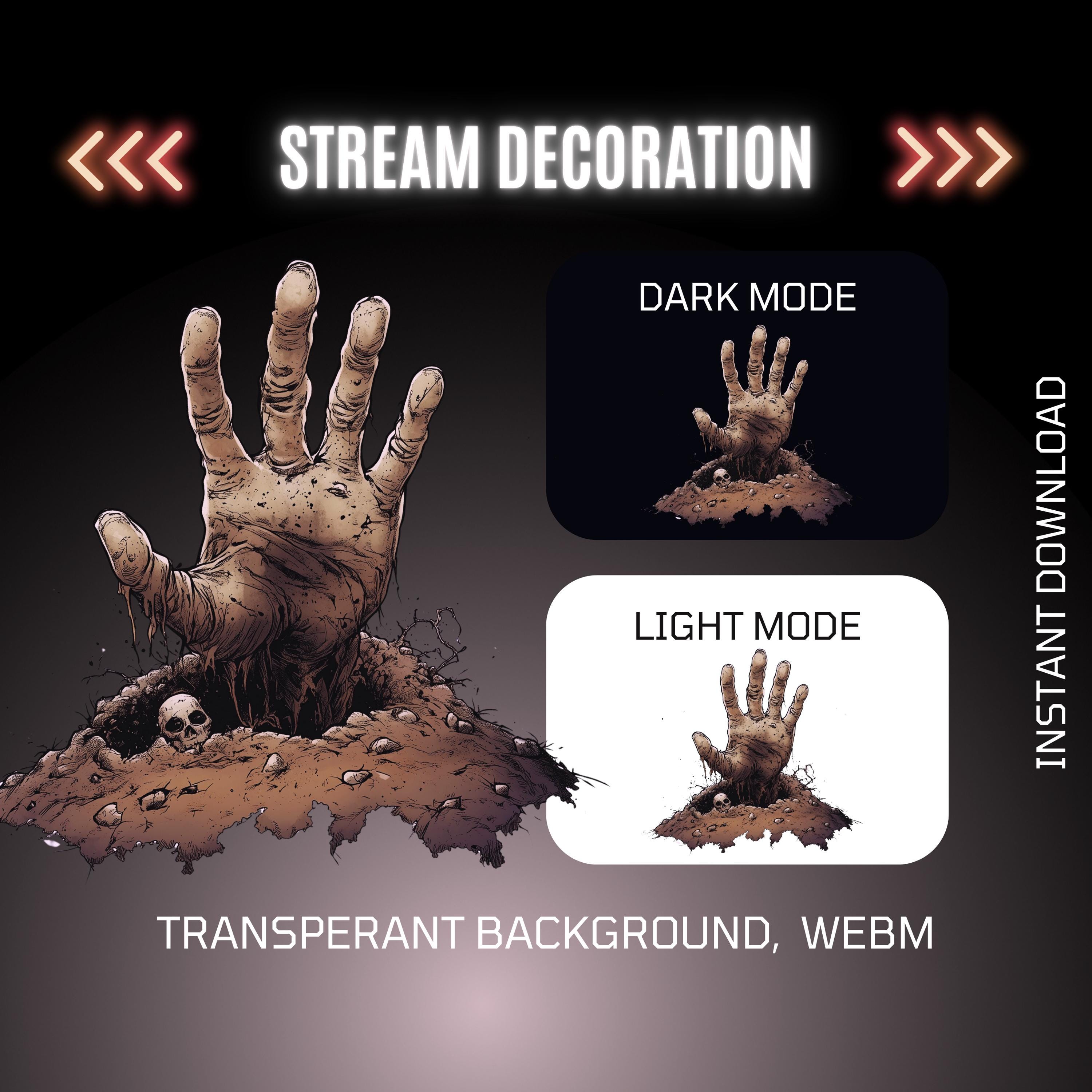 Animated Zombie Hand Twitch Halloween Stream Decor, Spooky Overlay ...
