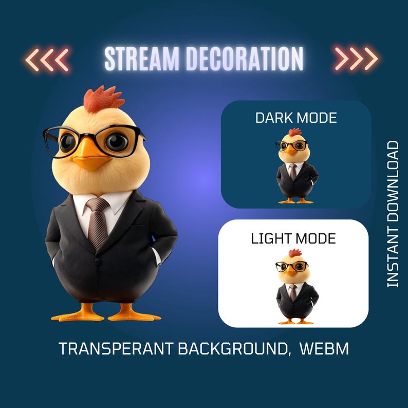 Animated Chicken Professor Twitch Scientific Stream Decor, WEBM HD ...