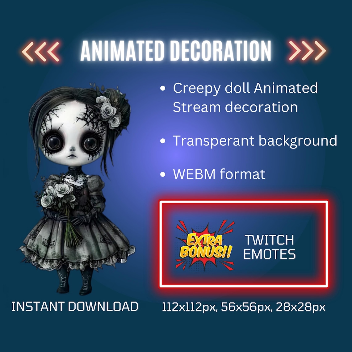 Animated Creepy Doll Twitch Halloween Stream Decor, Spooky Overlay ...