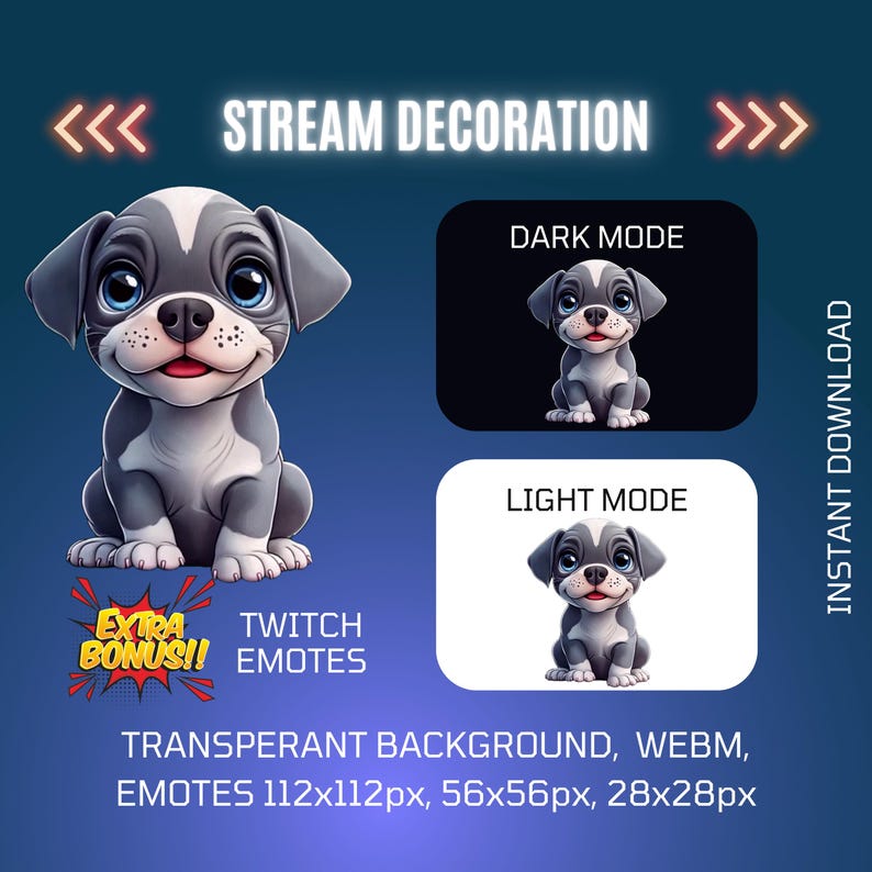 Kawaii Puppy Twitch Stream Animated Decoration, Dog Overlay, Bonus ...