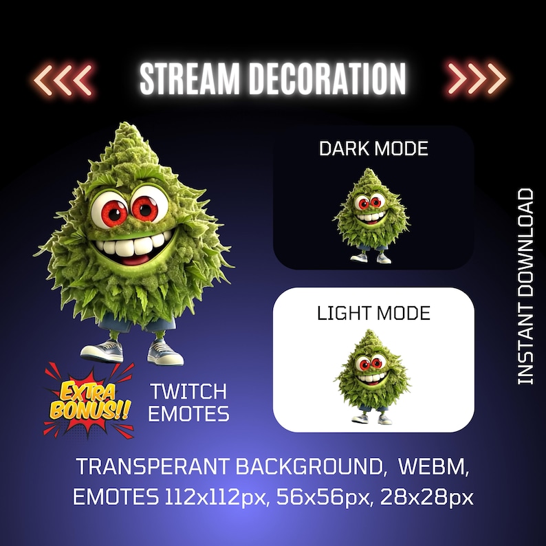 Happy Weedy Stream Decoration, Twitch Animated Overlay, Funny Twitch ...