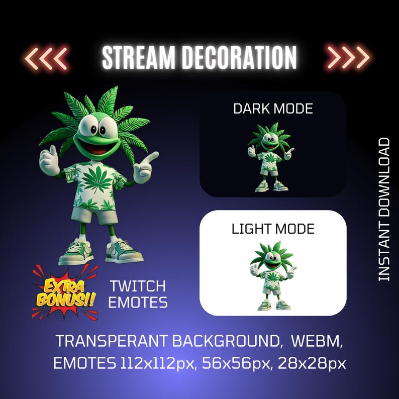 Animated Dancing Weed Character Twitch Stream Decor, 420 Overlay ...