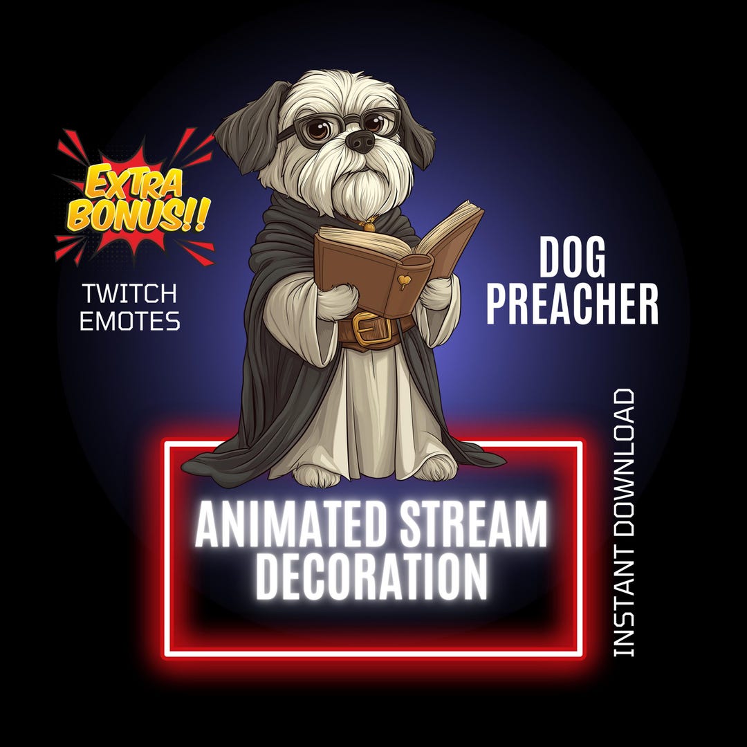 Preacher Dog Stream Decoration, Animated Overlay, Twitch Animated Emote ...