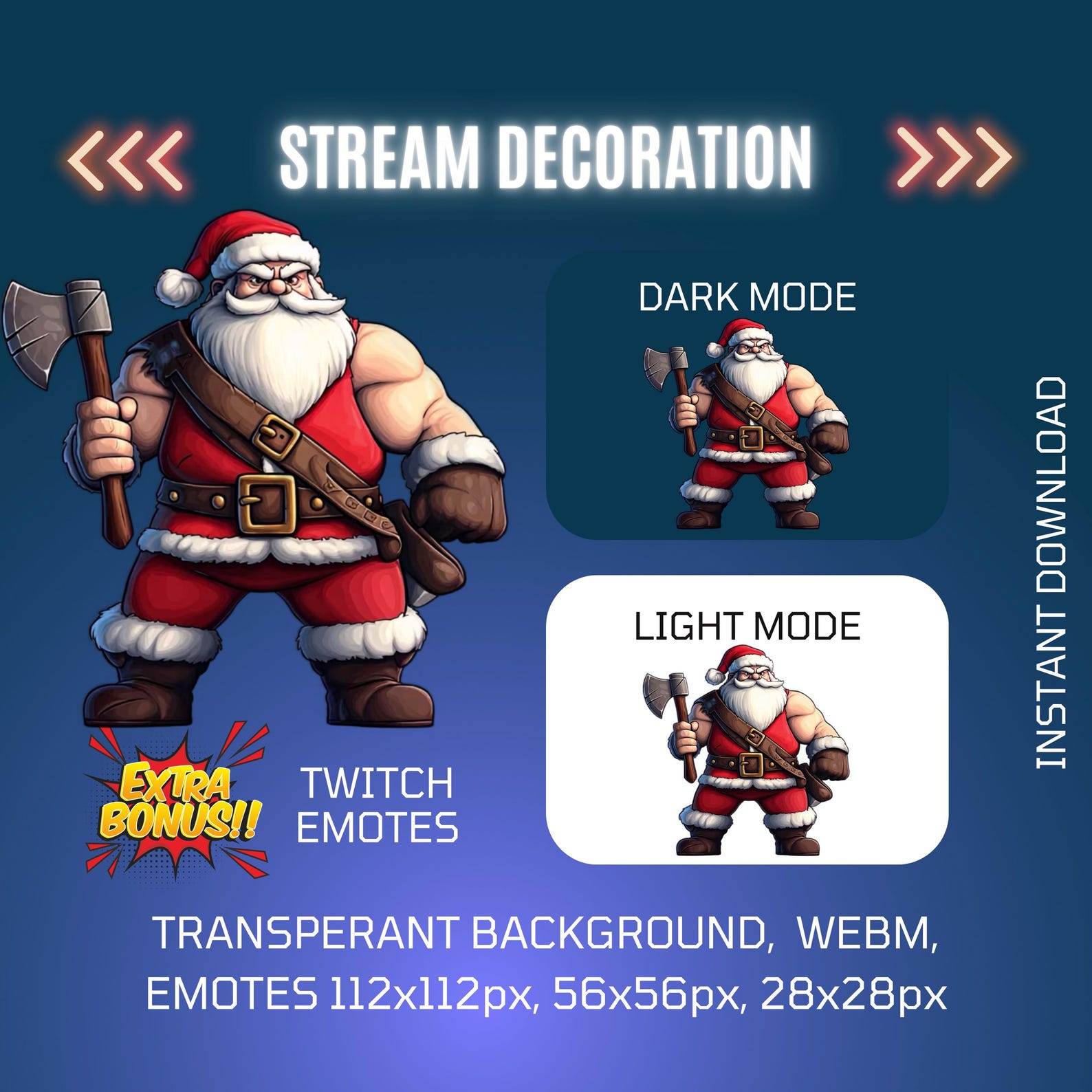 Santa the Barbarian Animated Twitch Stream Decoration (digital Download ...