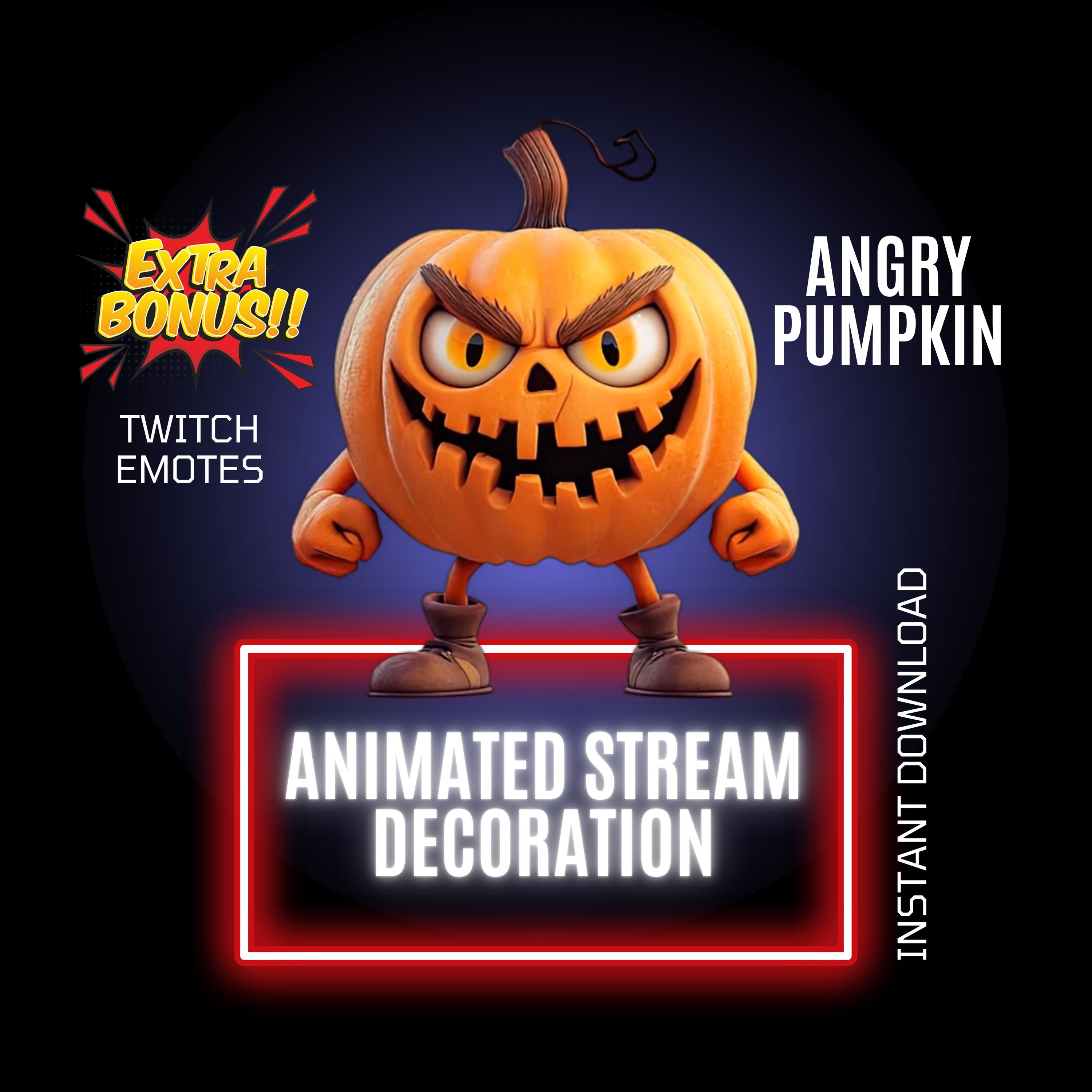 Halloween Angry Pumpkin Twitch Stream Animated Decor, Spooky Overlay ...