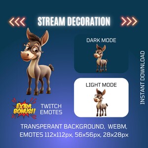 Happy Cartoon Nerdy Donkey Stream Decoration, Twitch Animated Overlay ...