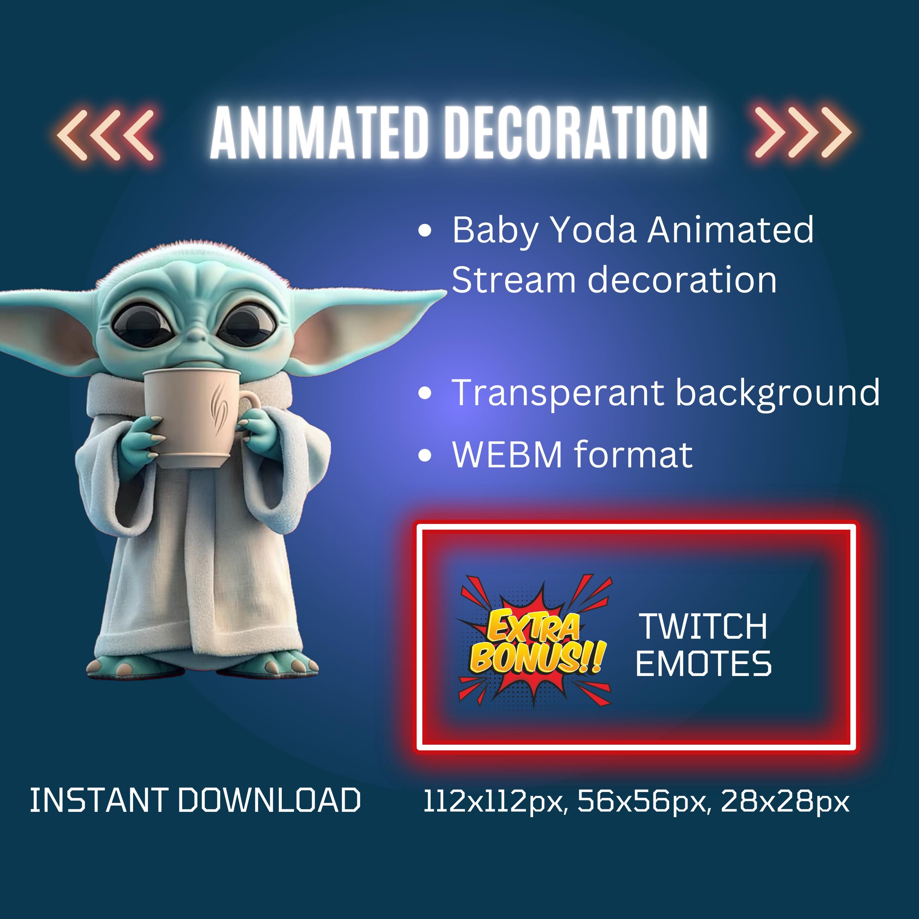 Animated Baby Yoda Twitch Morning Stream Decor, Overlay & Emote Bundle ...