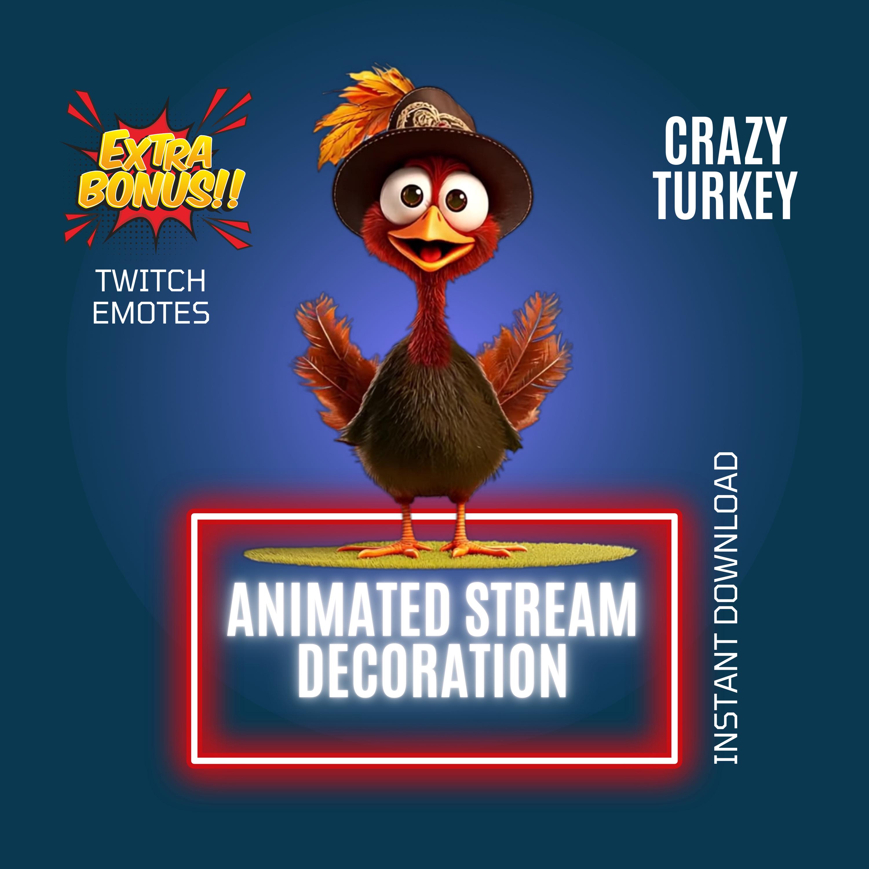 Crazy Turkey Thanksgiving Animated Twitch Overlay & Emote (digital ...