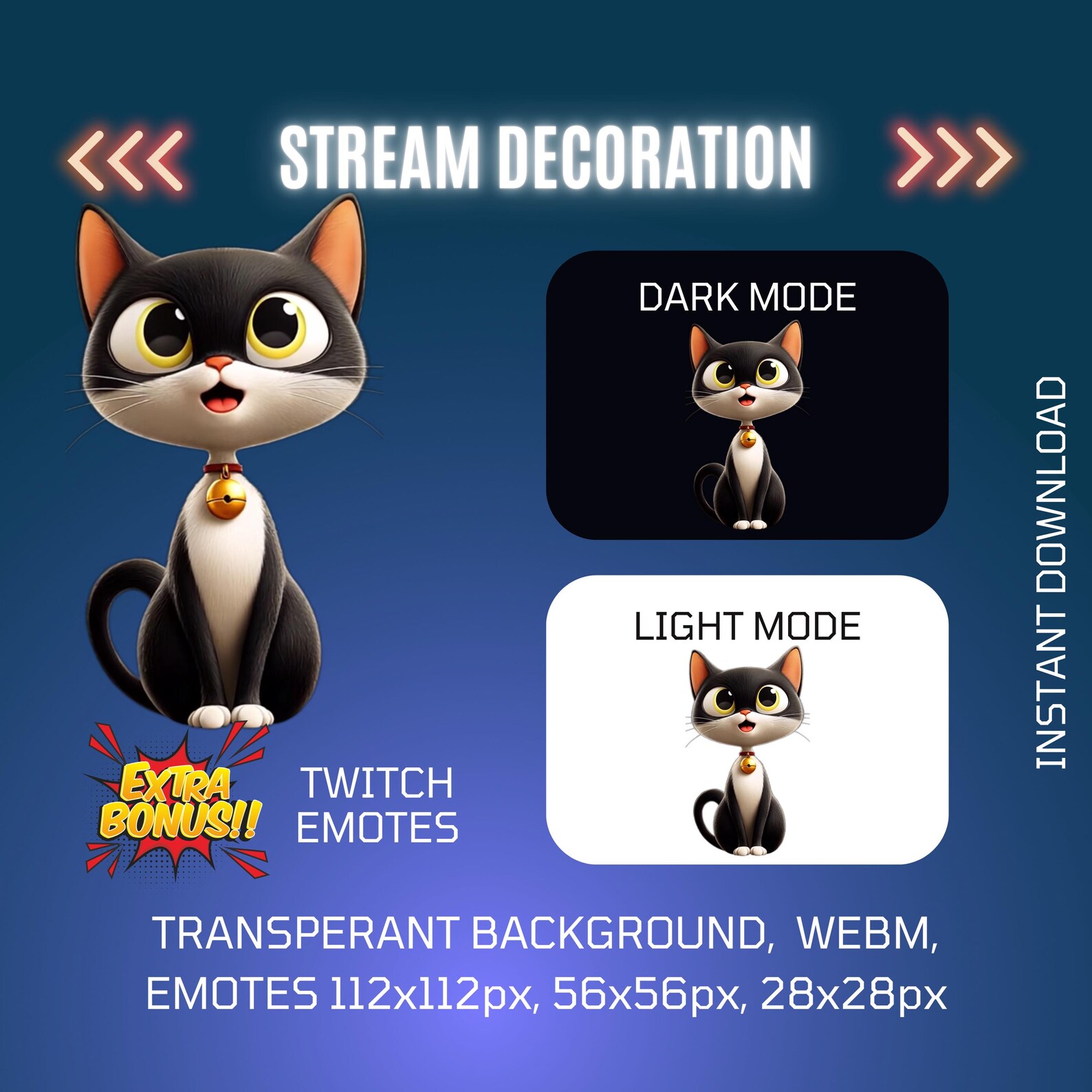 Animated Cat Twitch Stream Decor, Kitty Overlay & Emote, Personalised ...