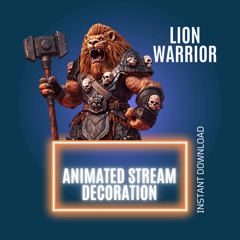 Animated Lion Warrior Twitch Gaming Stream Decor, WEBM HD Overlay ...