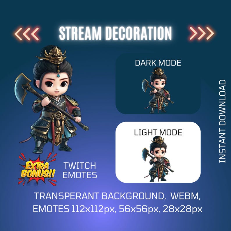 Chinese Girl Ancient Warrior Gaming Stream Decoration, Gamer Twitch ...
