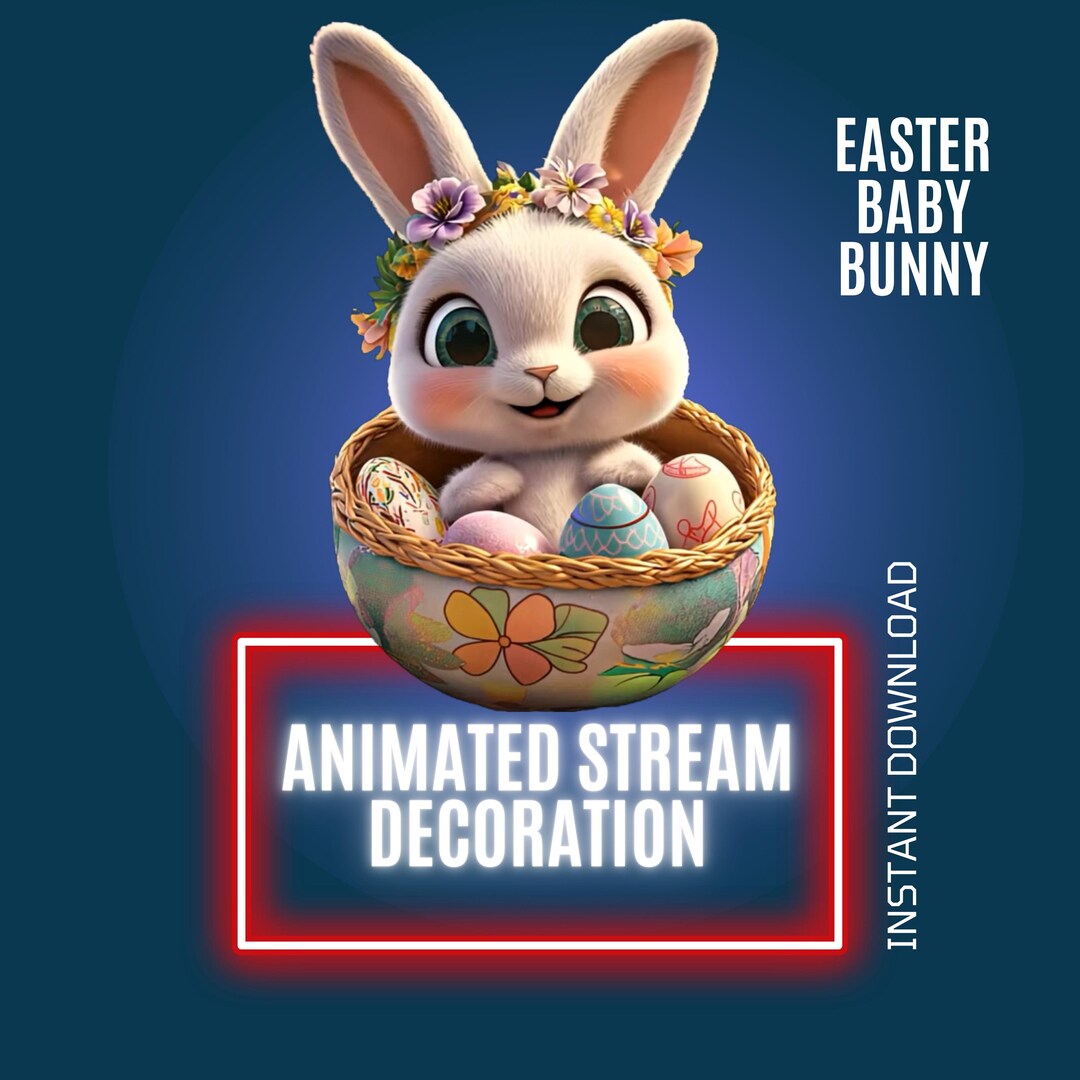 Easter Baby Rabbit Twitch Stream Animated Overlay, Easter Bunny Twitch ...
