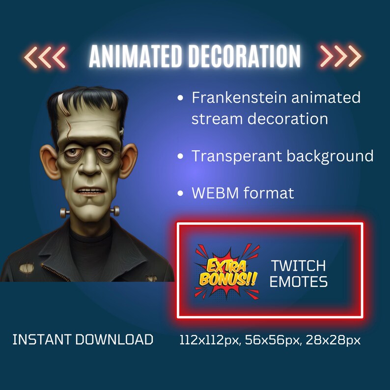 Animated Frankenstein Twitch Halloween Stream Decor, Spooky Overlay ...