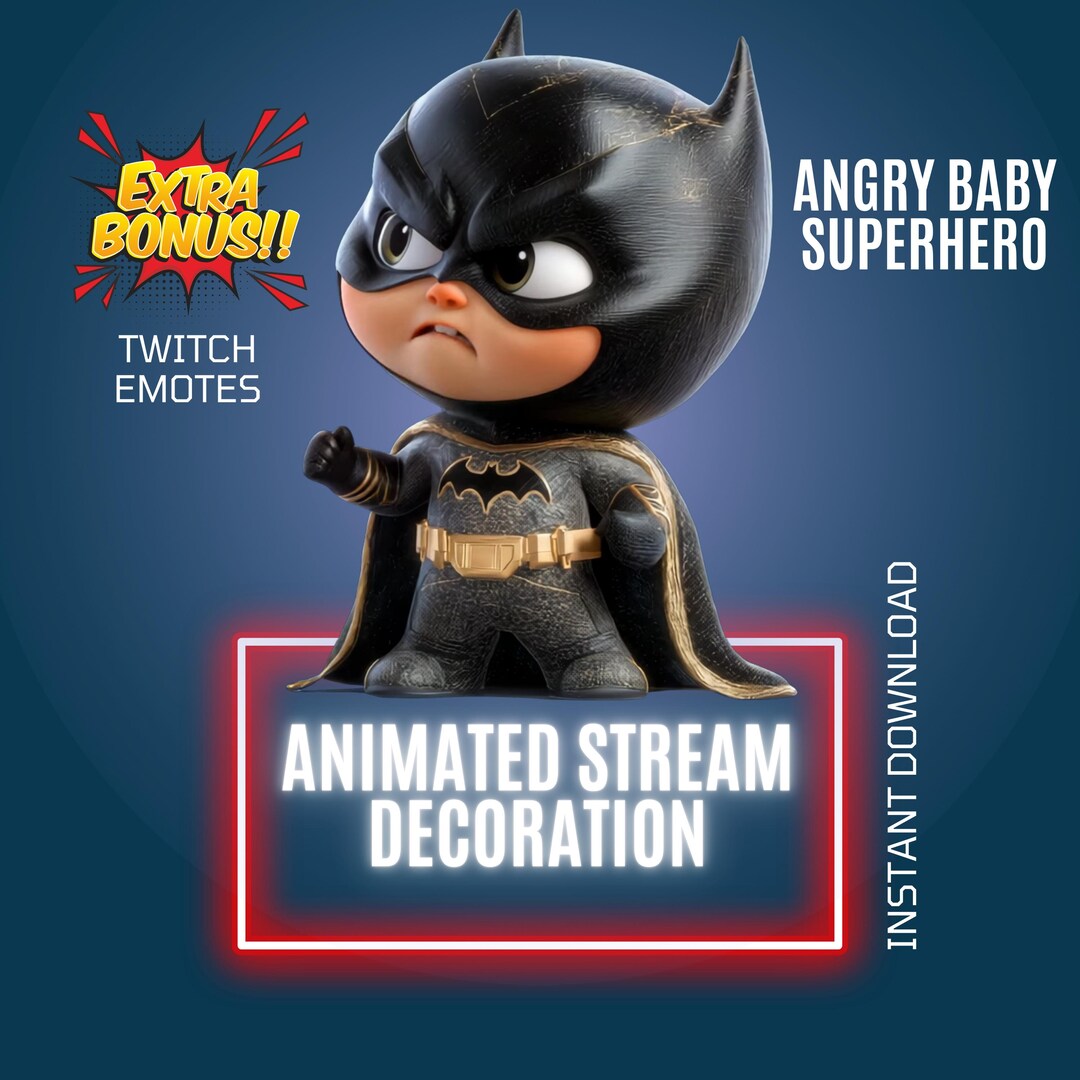 Angry Baby Comic Superhero Bat Twitch Stream Animated Decor, Twitch ...
