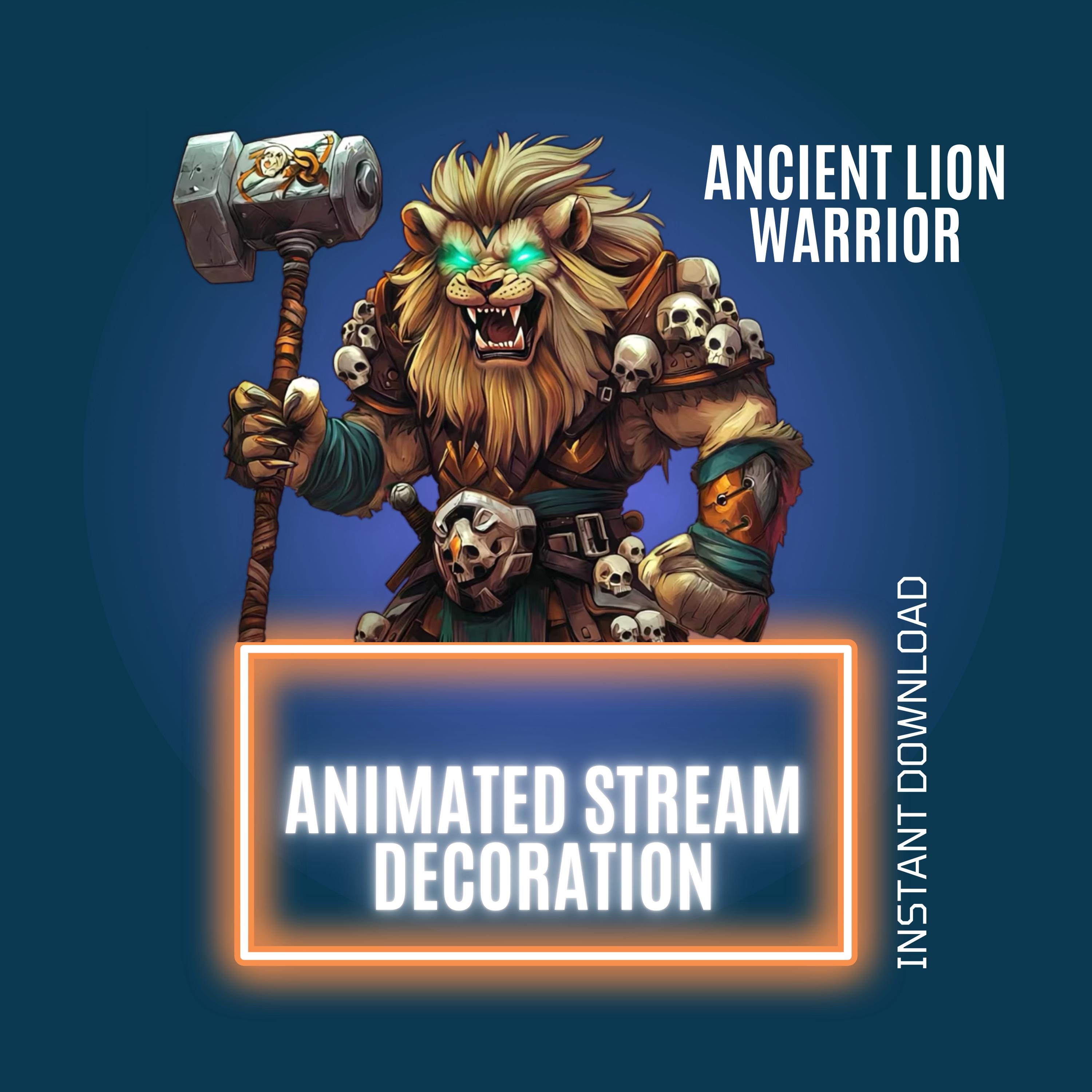Ancient Lion Warrior Twitch Gamer Stream Decoration, Twitch Gaming ...