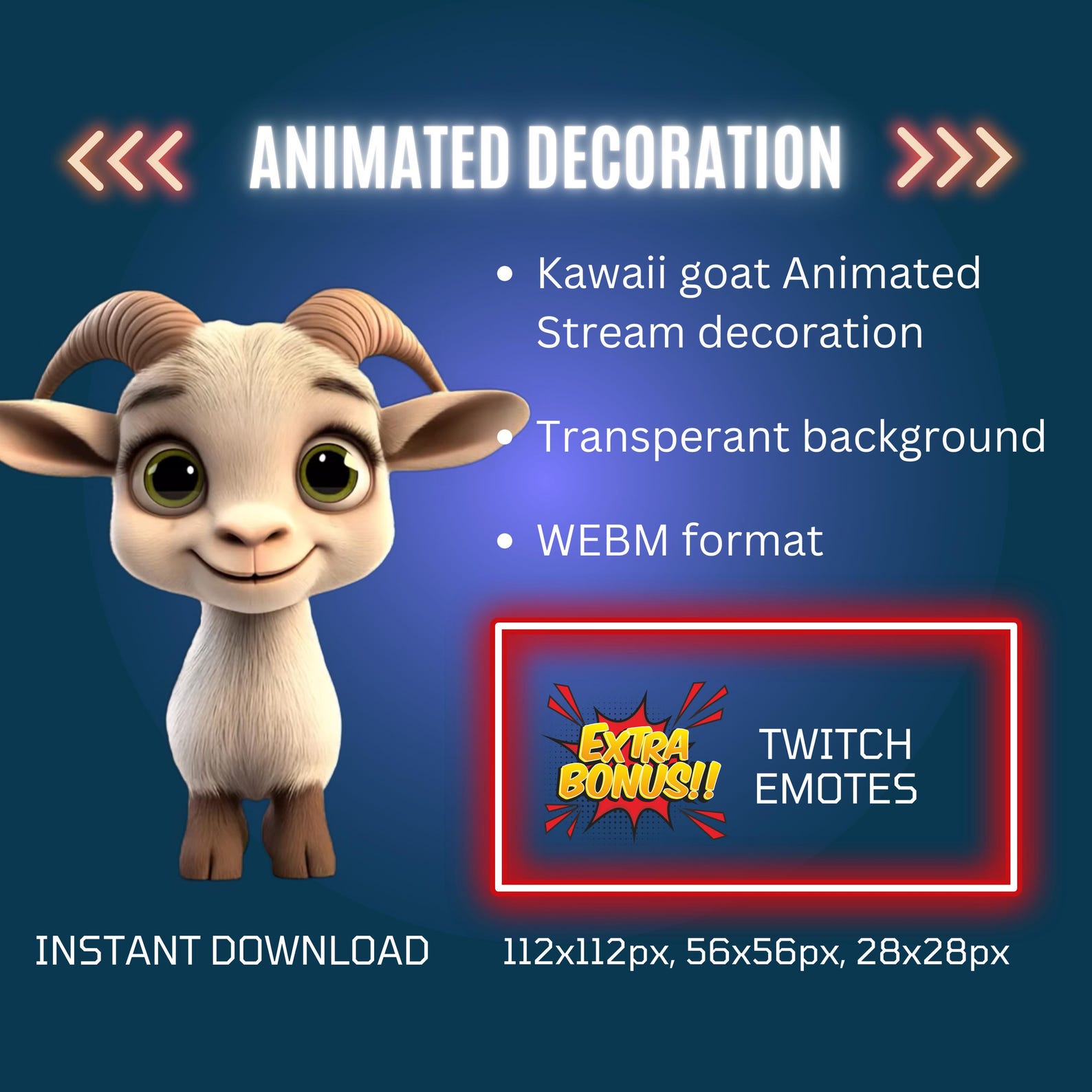 Animated Goat Twitch Stream Decor, Kawaii Overlay & Emote Bundle, WEBM ...